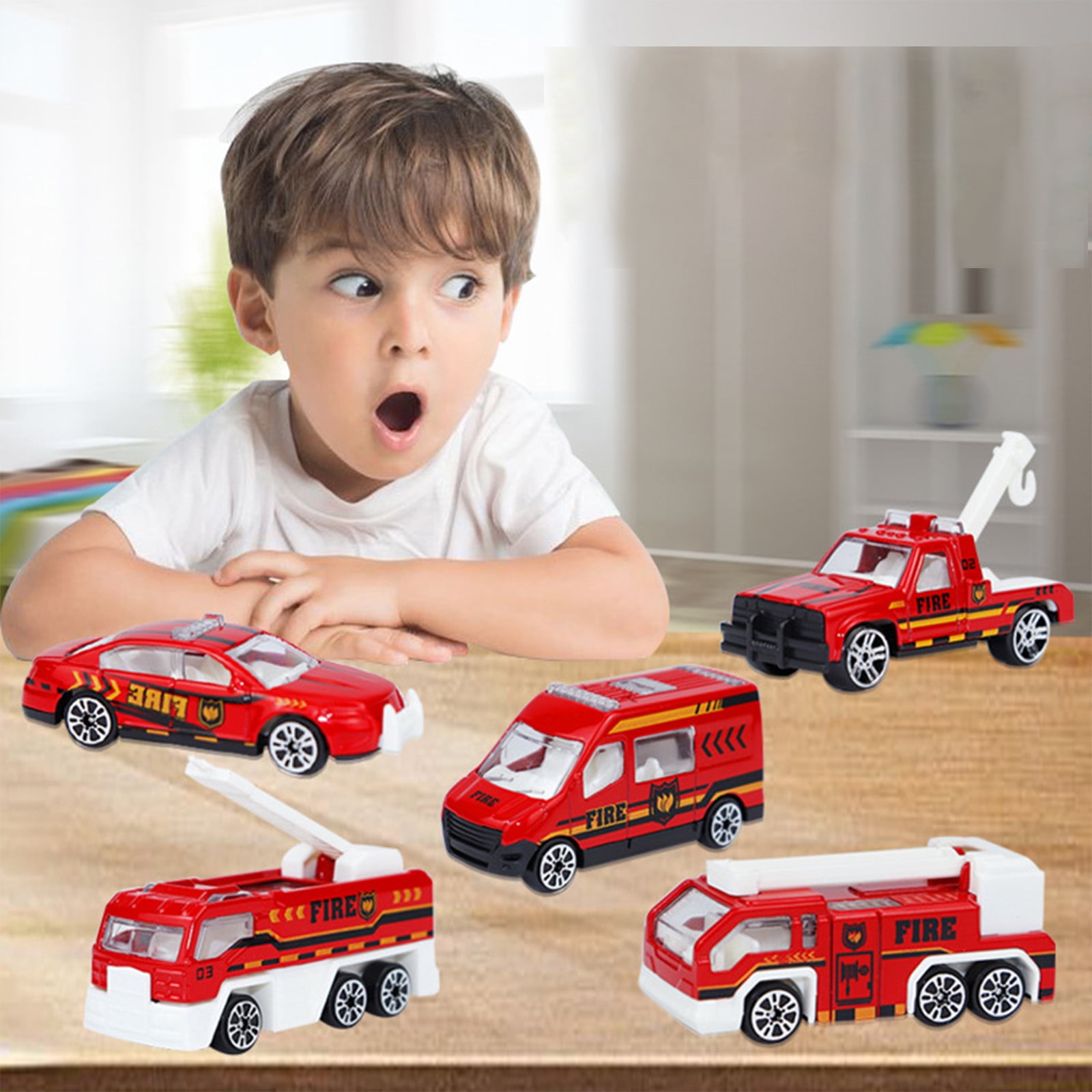 Push and Go Toy Cars Set - 5 Mini Construction Vehicles for Kids, No ...