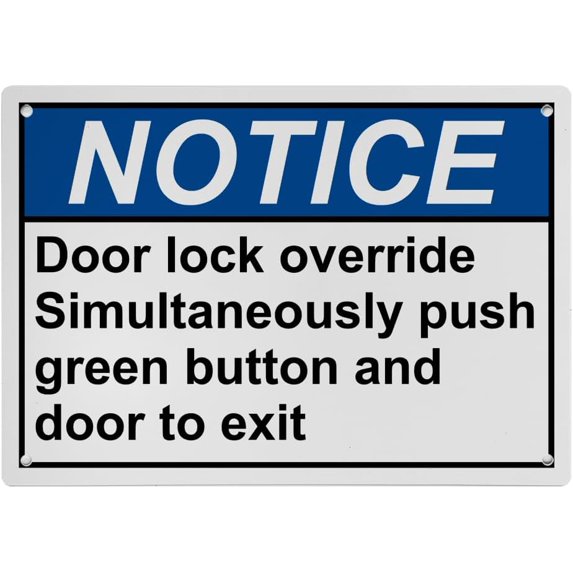 Push Green Button Override Exit Sign, Industrial Push Pull Sign 8"x12 ...