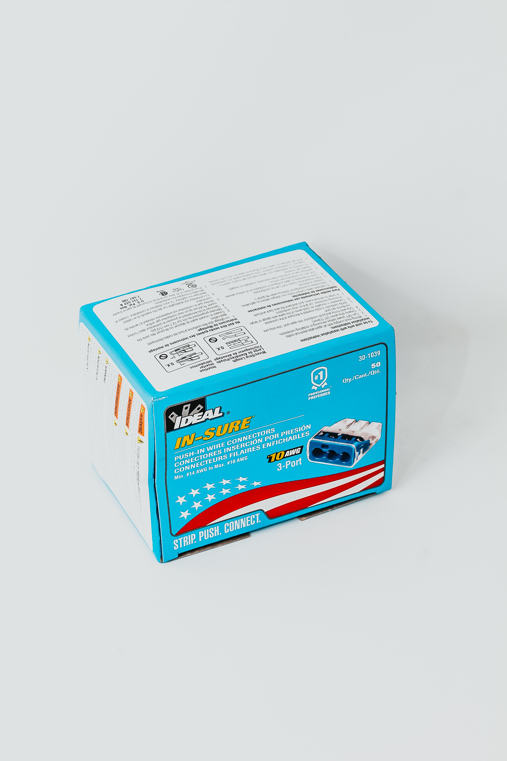 Push-In Connector, 3-Port, Blue, PK50 - Walmart.com