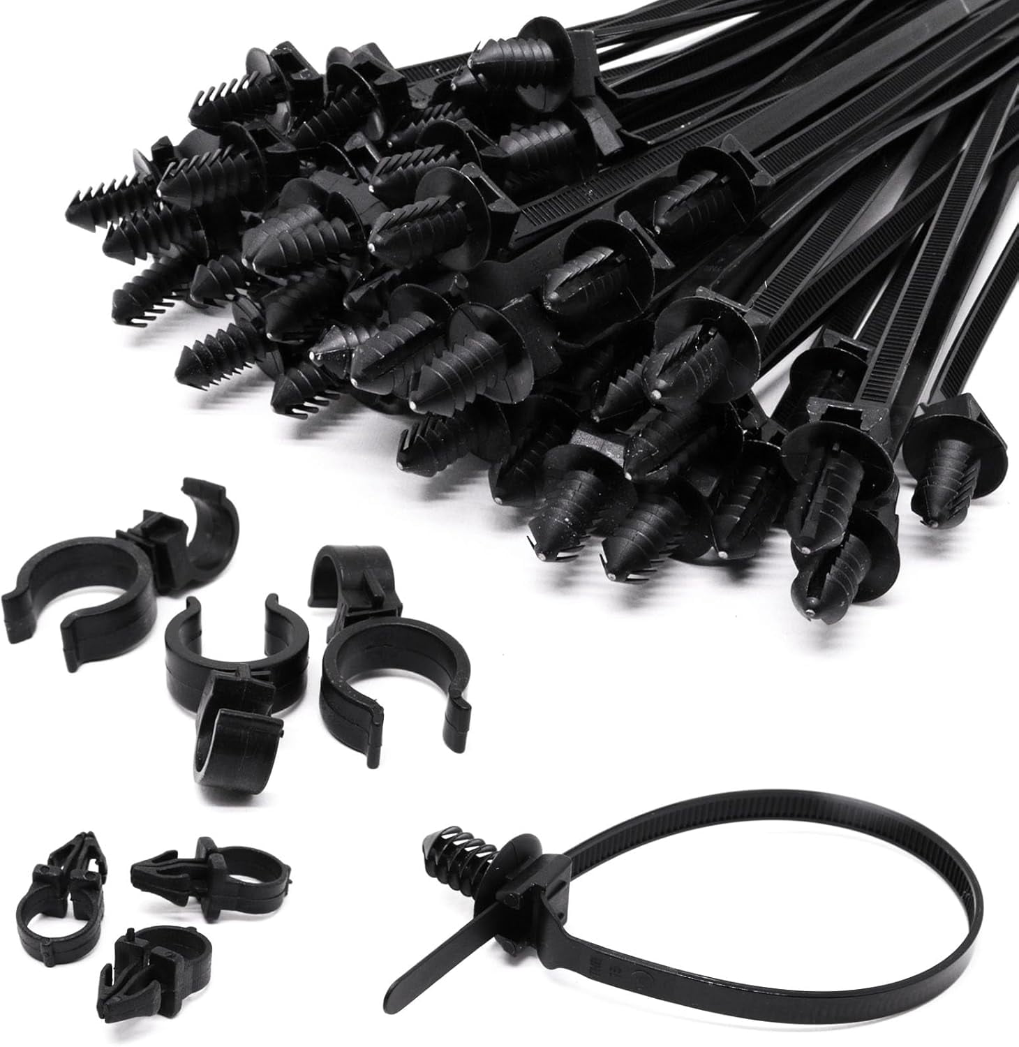 Push Mount Zip Ties 50Pcs, Heavy Duty Black Wire Zip Tie Mounts, 2 in 1 ...