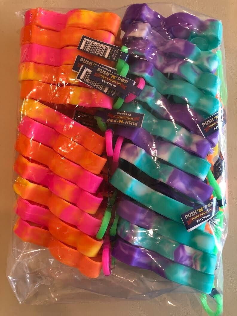 Push ‘N’ Pop Bubble Popper Fidget Toy, Stress Reducing Keychain, Multi ...