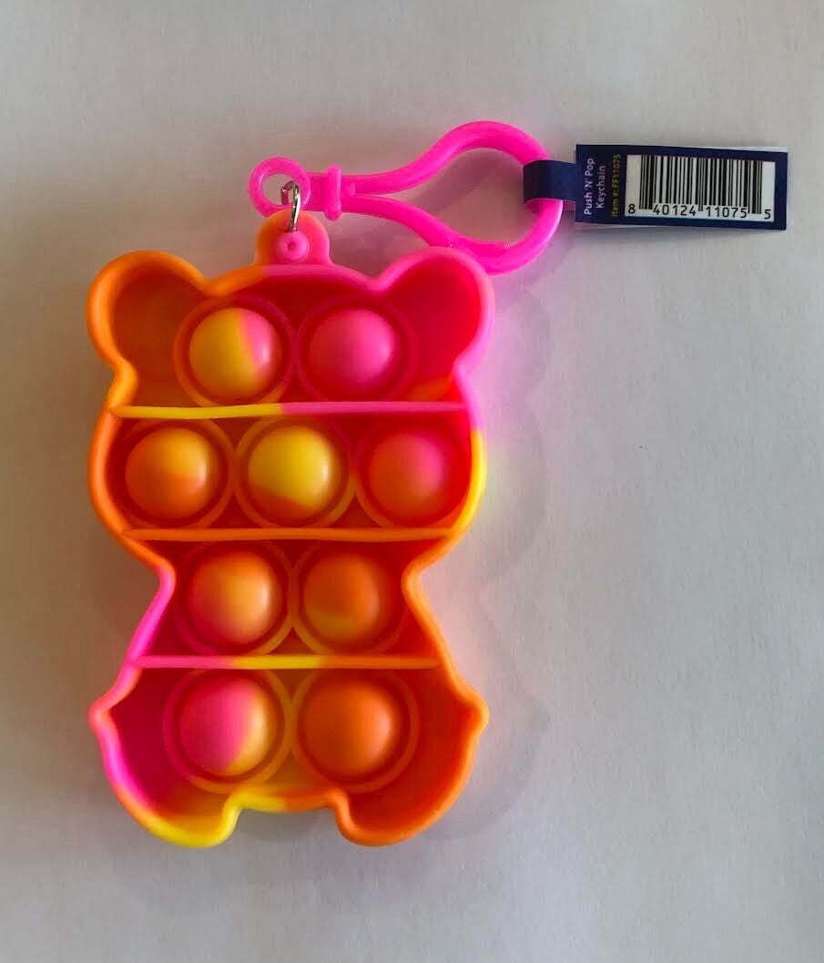 Push ‘N’ Pop Bubble Popper Fidget Toy, Stress Reducing Keychain, Pink ...