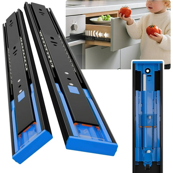 Push to Open Soft Close Drawer Slides 1 Pair 10 12 14 16 18 20 22 24 ...