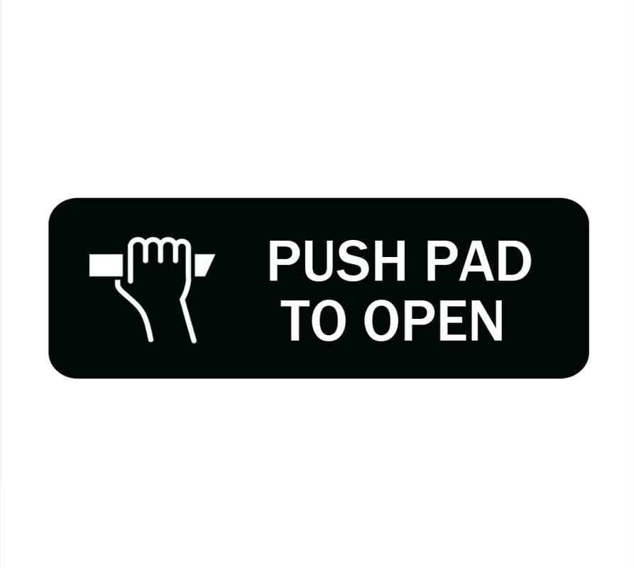 Push Pad To Open Sign For Door, Acrylic Plastic, Black And White ...