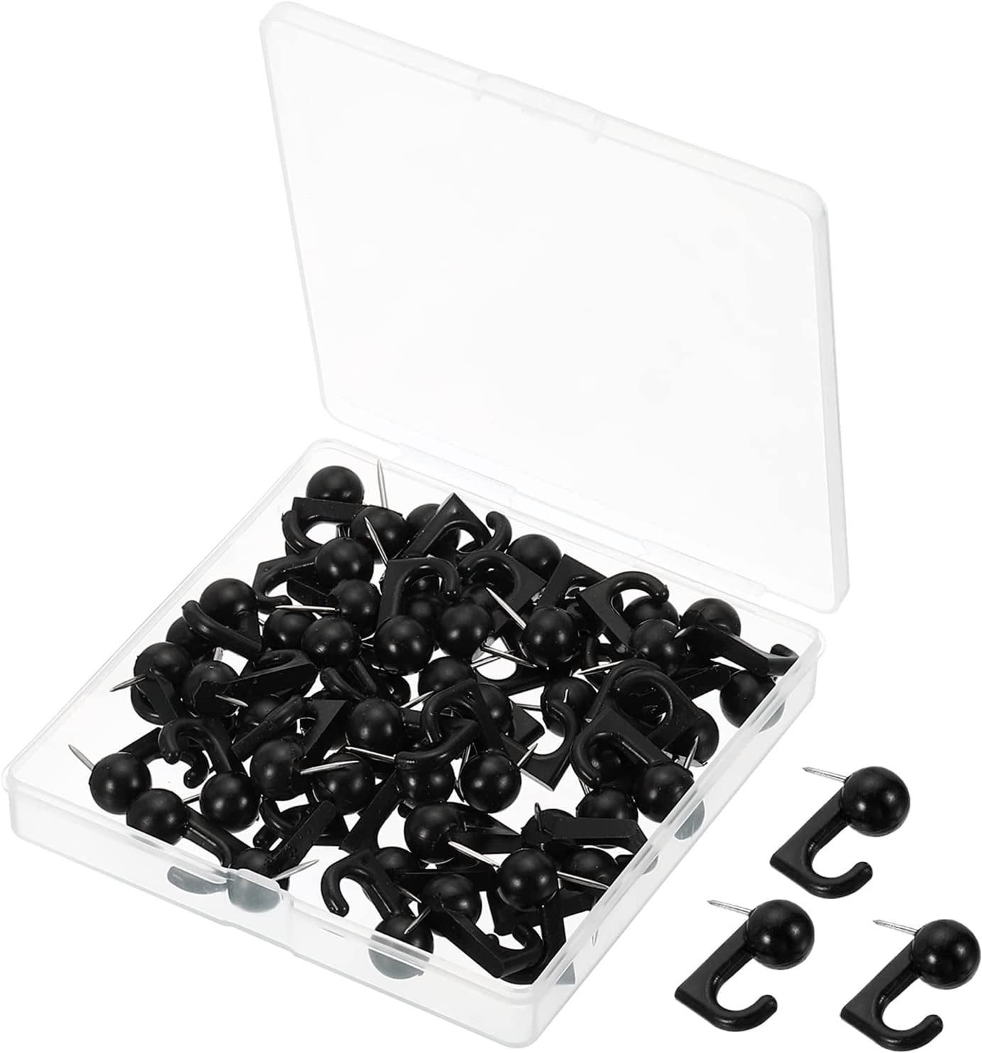Push Pin Hooks, 100 Pack Plastic Head Wall Thumb Tacks Hanging Nails ...