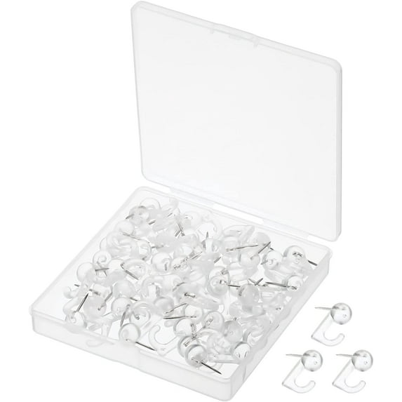 Push Pin Hooks, 100 Pack Plastic Head Wall Thumb Tacks Hanging Nails ...