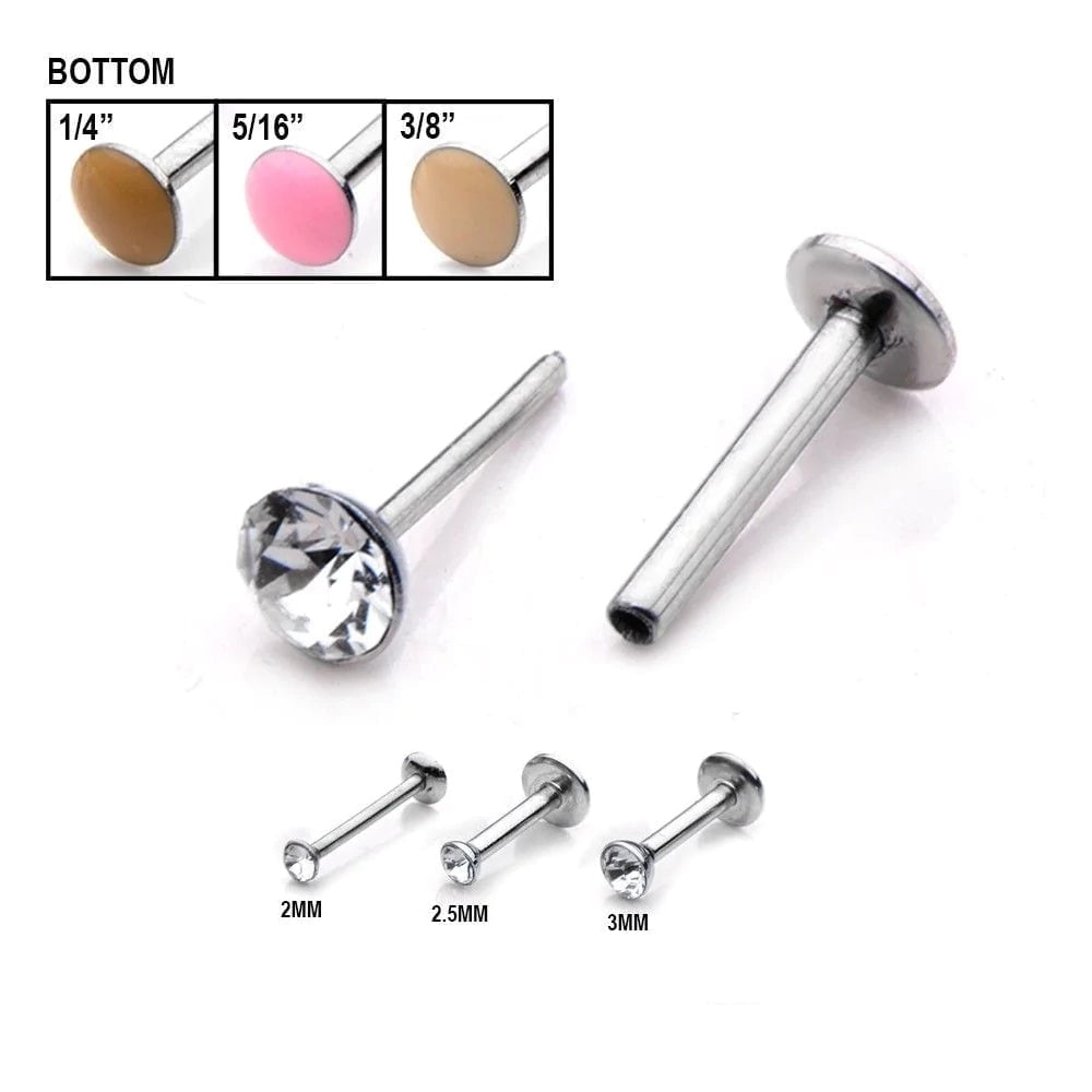 Push Pin Labret Threadless Studs Lip, Nose, Assorted Ear Piercing 16G ...