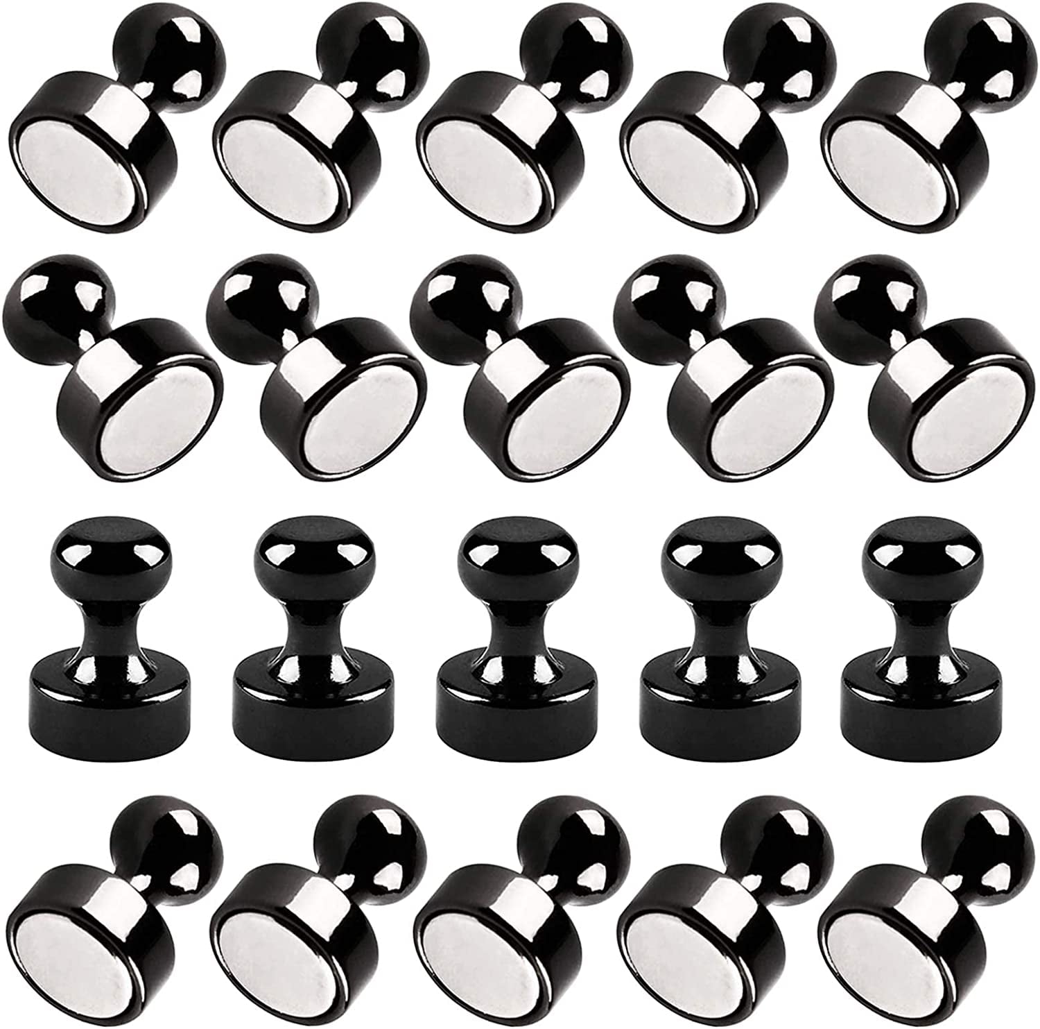 Push Pin Magnets, Metal Magnetic 20-Pack Black Refrigerator Magnets for ...