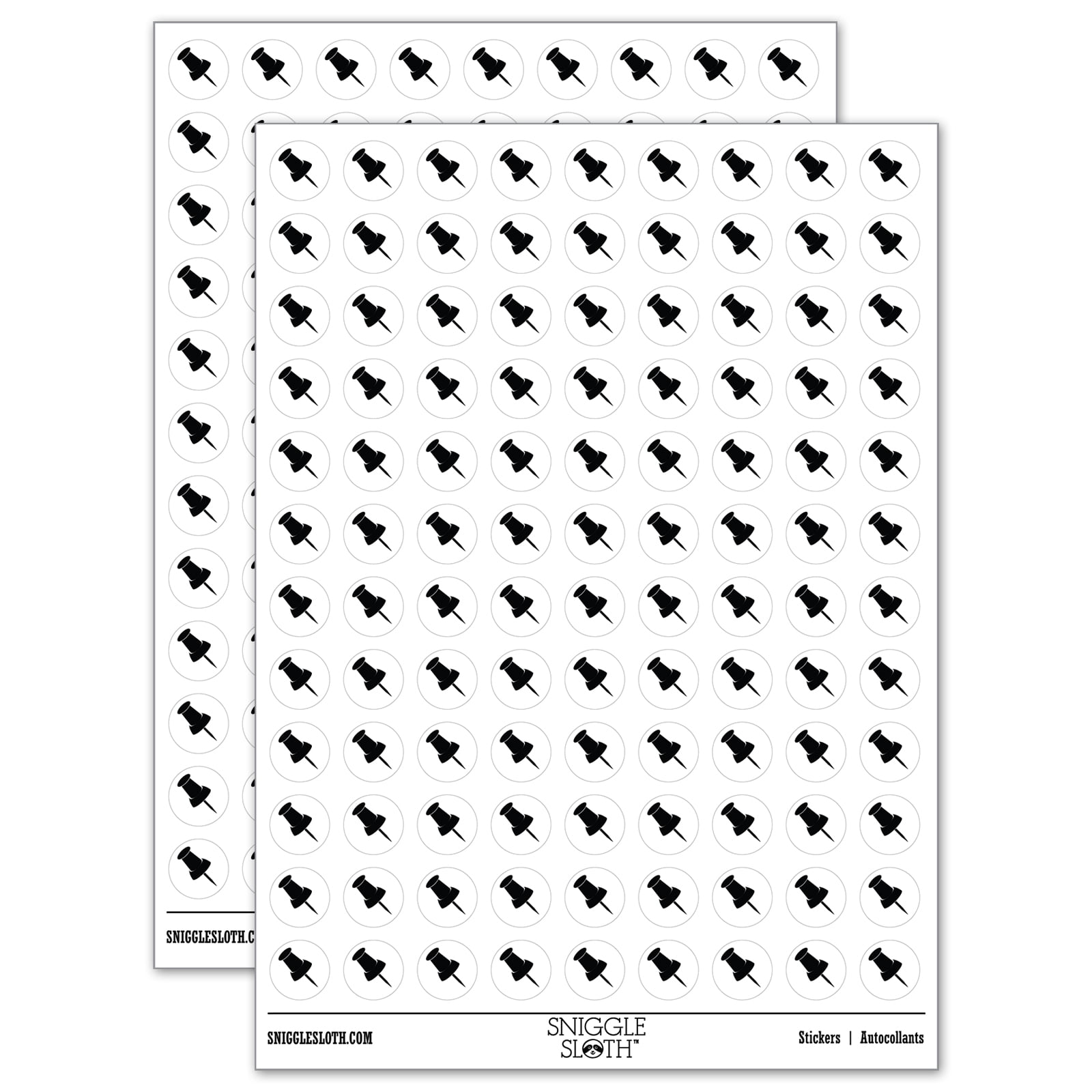 Push Pin Thumbtack 200+ Round Stickers - White - Gloss Finish - 0.50 ...