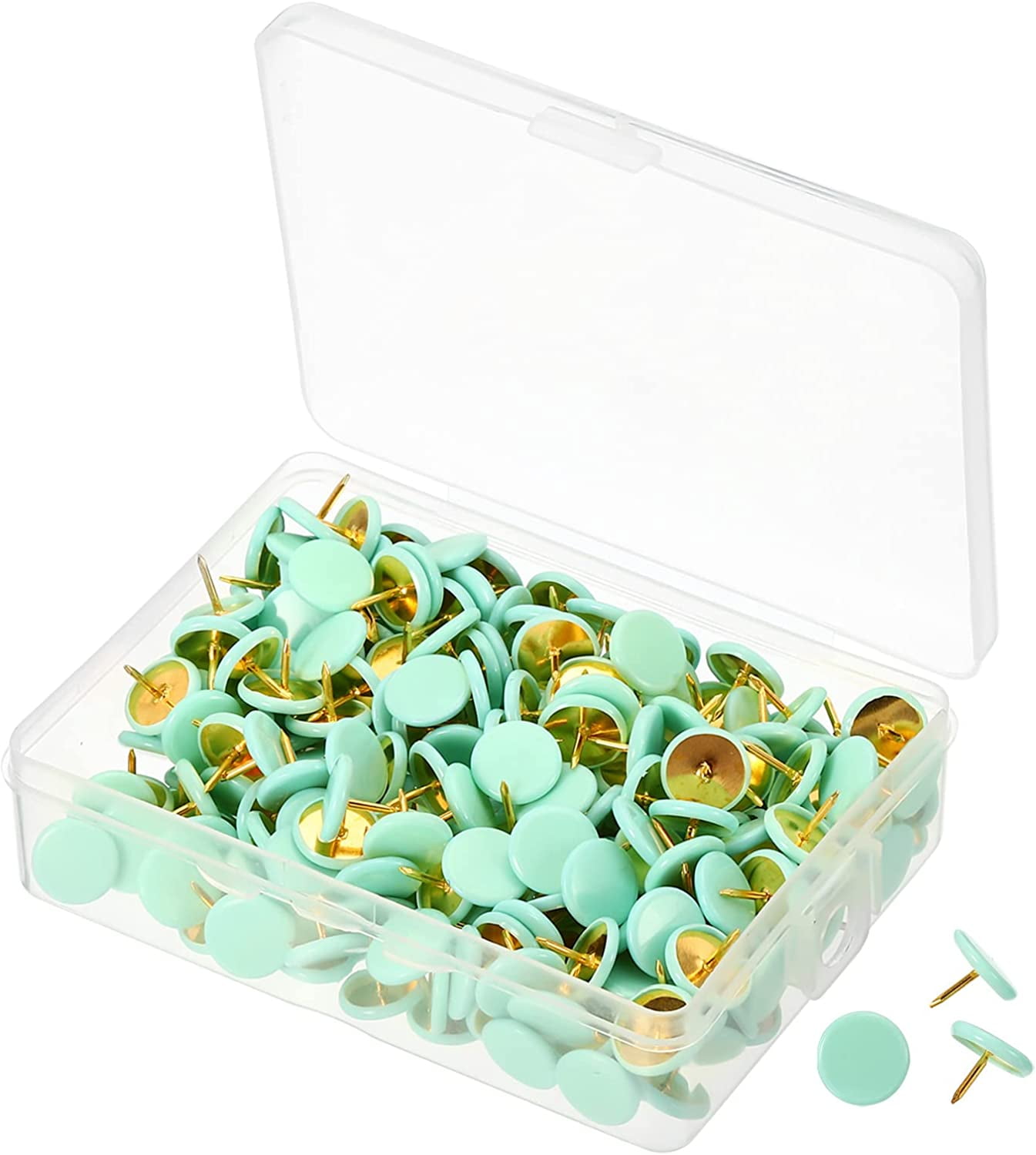 Push Pins, 100 Pack Plastic Roundness Pushpin Thumb Tacks Golden Steel ...
