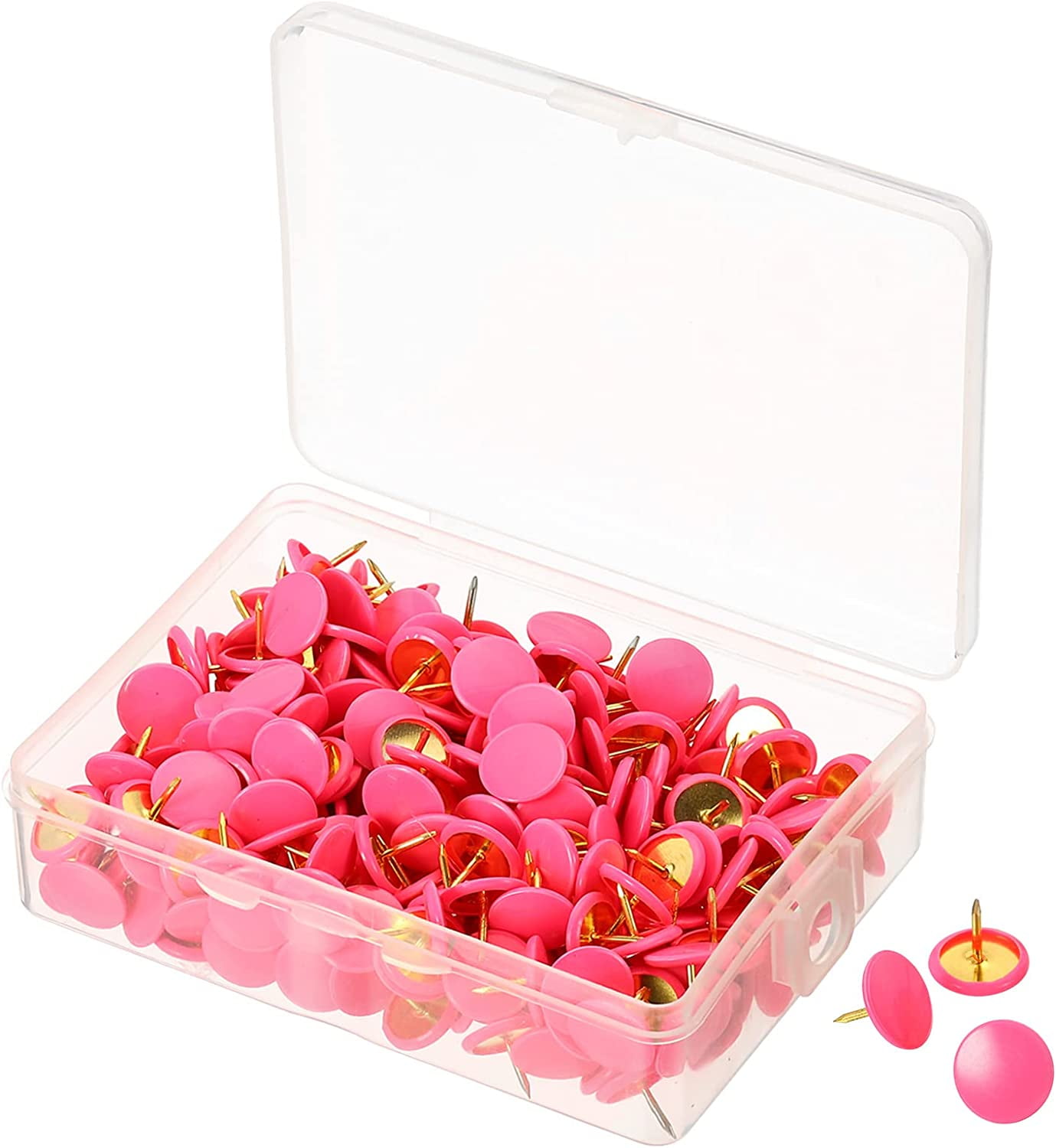 Push Pins, 100 Pack Plastic Roundness Pushpin Thumb Tacks Golden Steel ...