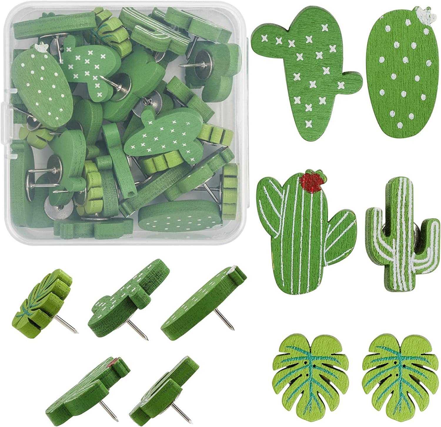 Push Pins 30Pcs Cactus Push Pins Wood Pins for Cork Board - Walmart.com