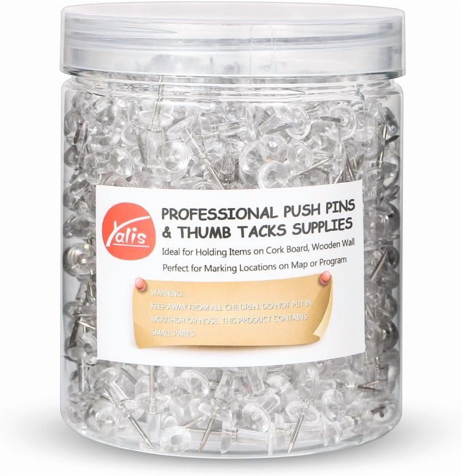 Push Pins 600 Count, Standard Clear Thumb Tacks Steel Point and Clear ...