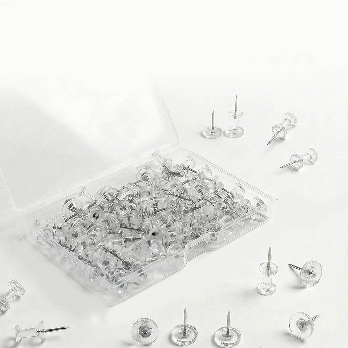 Push Pins: Clear Plastic Head & Steel Point, Reusable for Bulletin ...