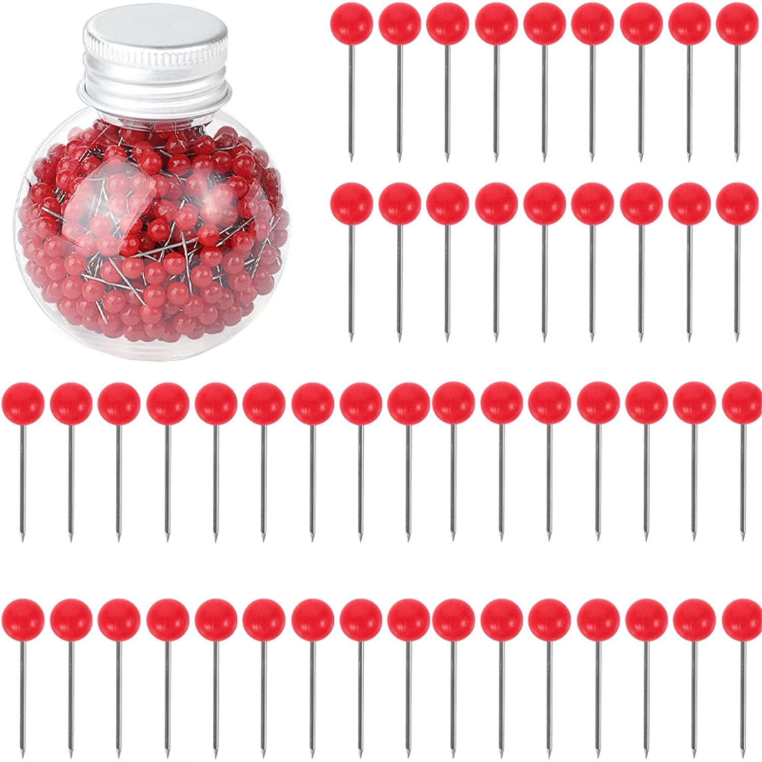 Push Pins with Plastic Round Head,Happon 600 Pcs Push Pins Map Tacks,0 ...