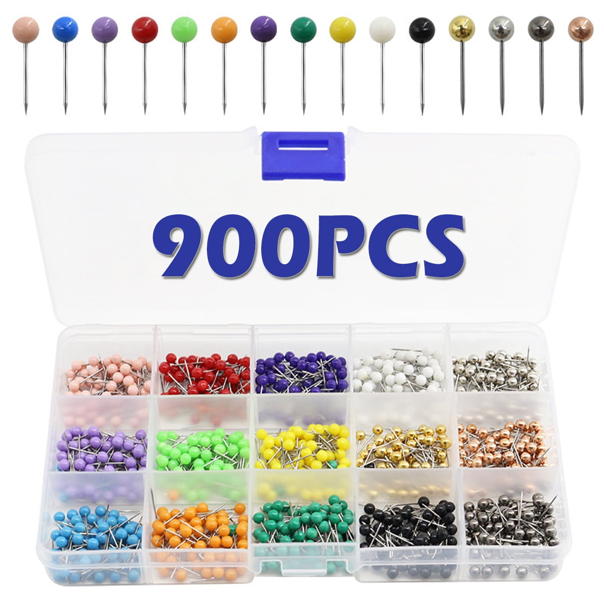 Colorful 900Pcs Plastic Round Head Push Pins for Cork Bulletin Board ...