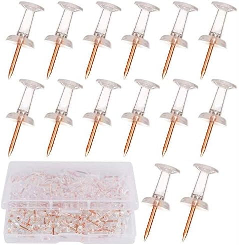 Push Pins Rose Gold Thumb Tacks Transparent Plastic Head and Gold Steel ...