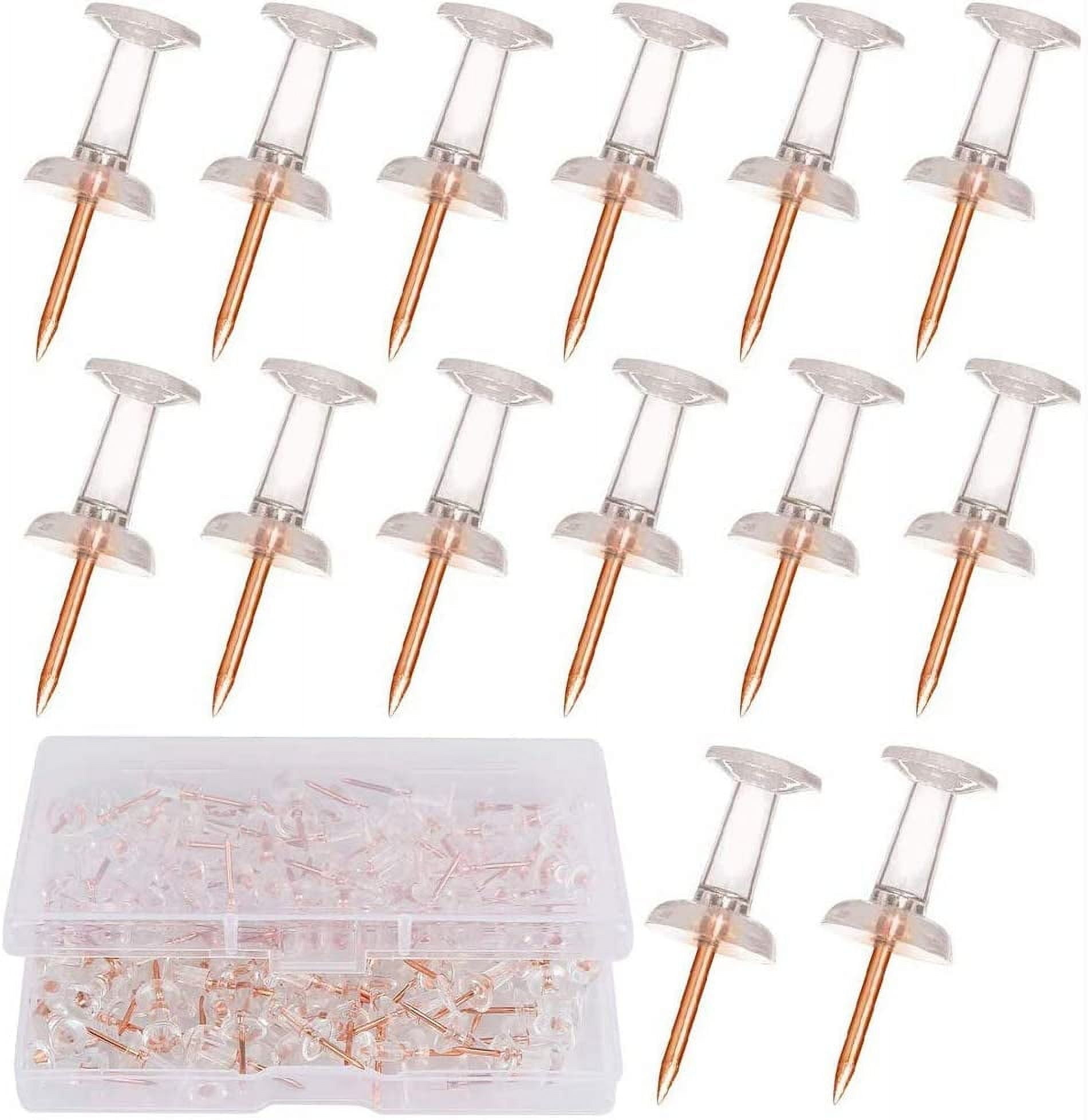 Push Pins Rose Gold Thumb Tacks Transparent Plastic Head and Gold Steel ...