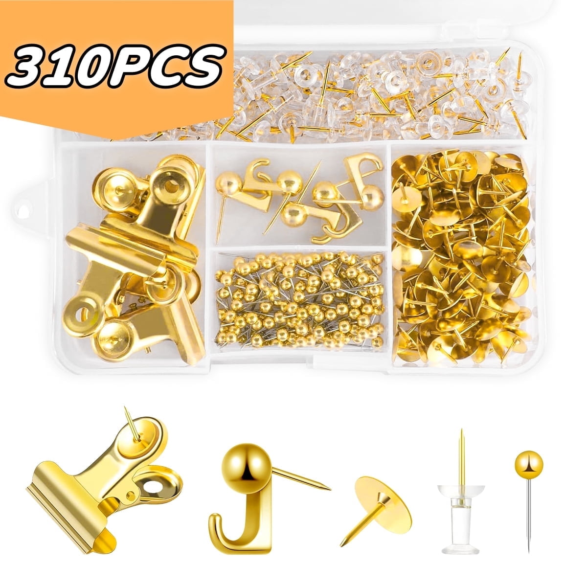 Push Pins Set, 310 PCS Gold Decorative Push Pins for Cork Board with ...