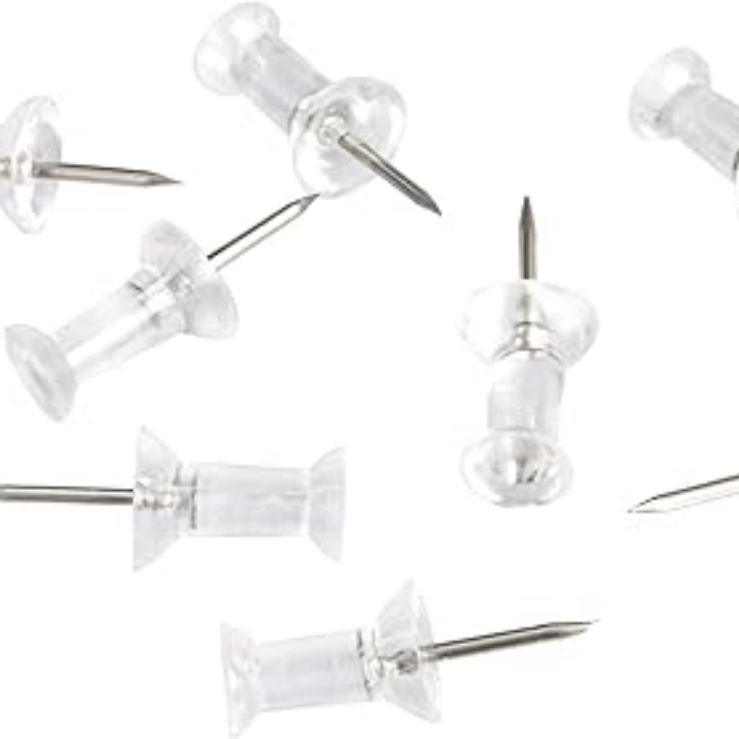 Push Pins Tacks, Steel Point, Clear Plastic Head, for Bulletin Board ...