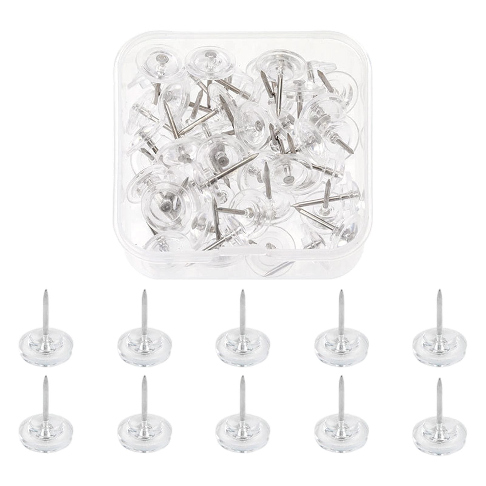 Push Pins Tacks, Steel Point Push Pins, Clear Plastic Head Push Pins ...