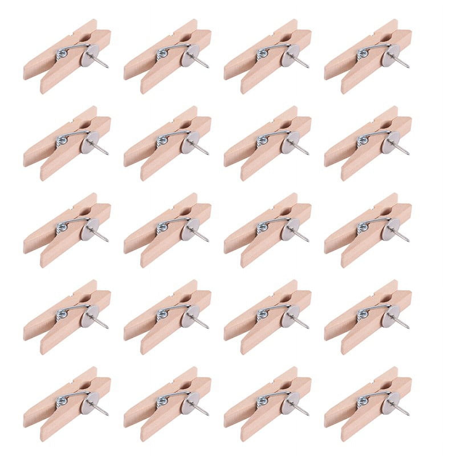 Push Pins with Wooden Clips Pushpins Tacks Thumbtacks, Paper Clips with ...