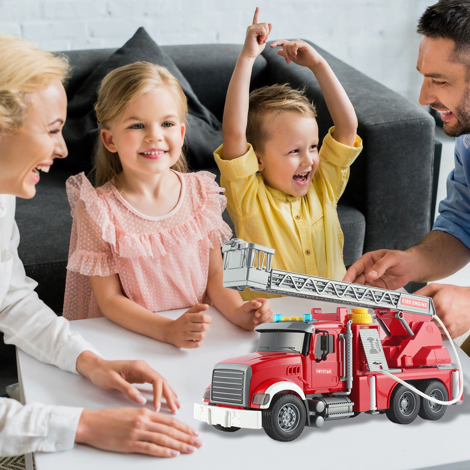 Push & Play Fire Truck Toy - Simulated Water Spray & No Batteries ...