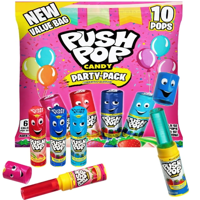 Push Pop Assorted Candy AKF18 Variety Pack, 10 Count Hard Candy ...