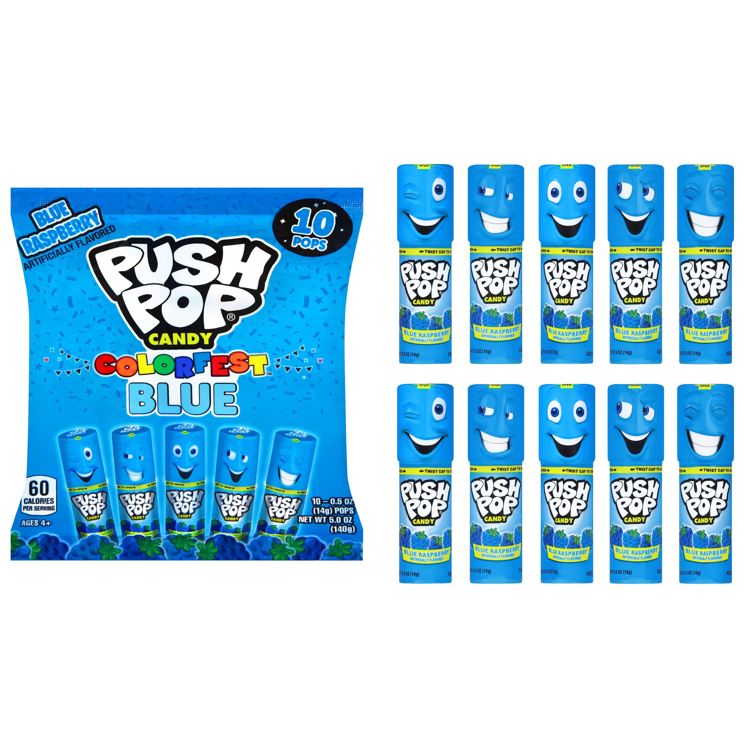 Push Pop Blue Candy ESF27 Lollipops, 10 Ct Individually Wrapped in Blue ...