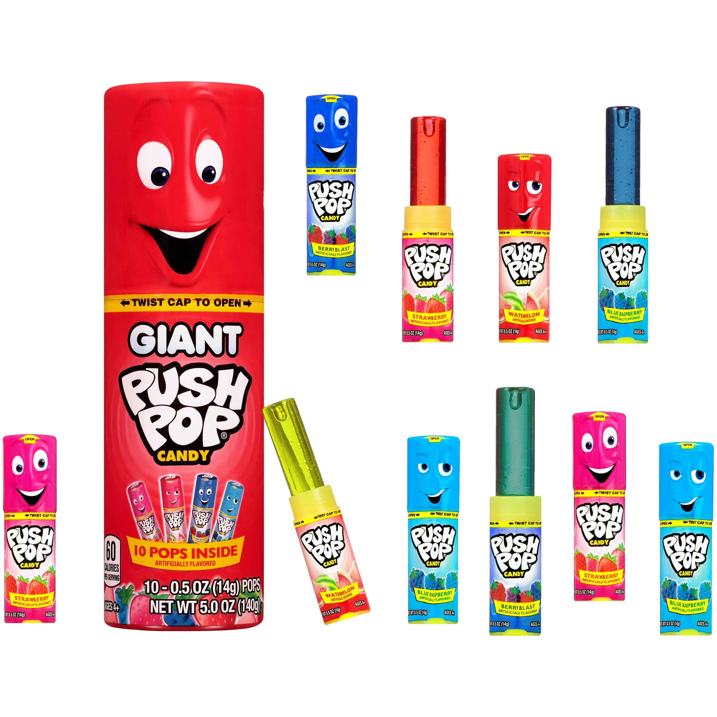 Push Pop Giant Candy MFF30 Lollipop Container, 10 Ct Individually ...
