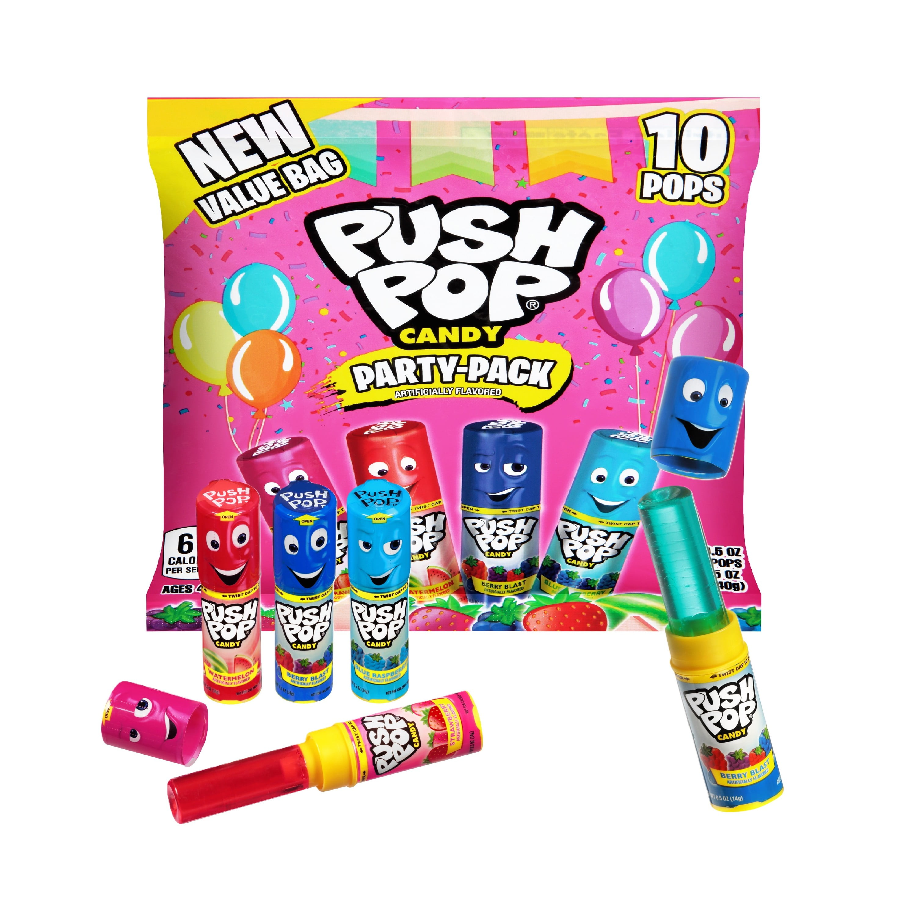 Push Pop, Candy Lollipops, Assorted Fruity Flavors, Sucker Candy, 5.0 ...