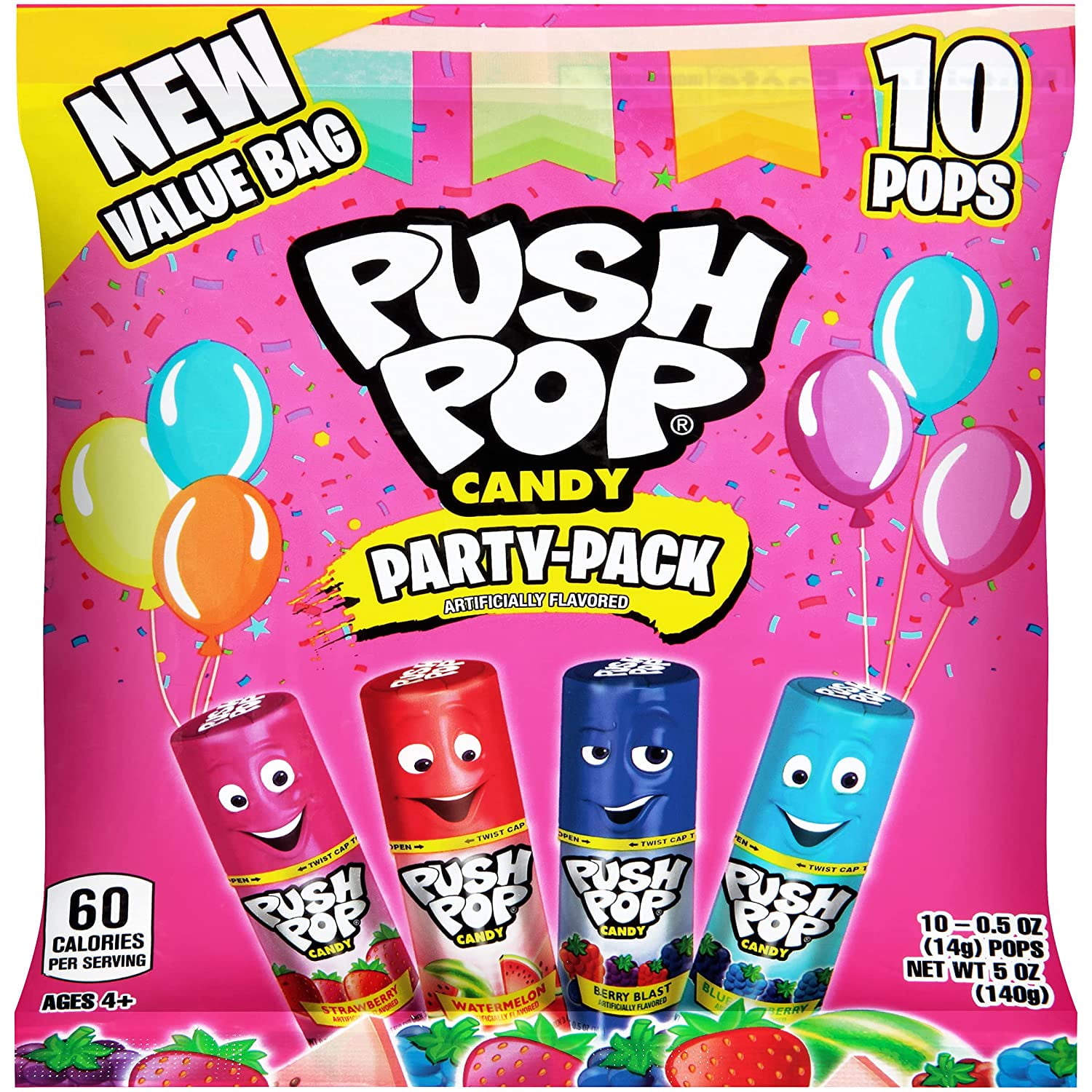 Push Pop Individually Wrapped Lollipop Variety Party Pack 10 Count ...