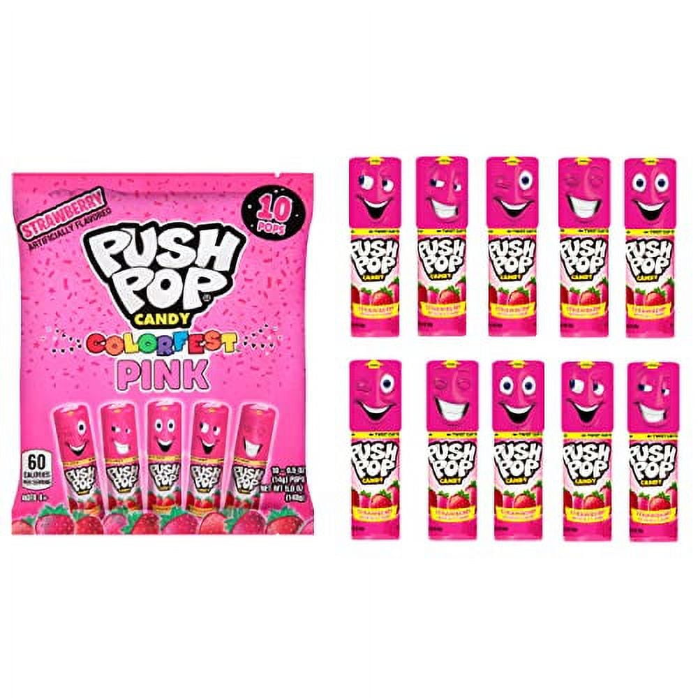 Push Pop Pink Colorfest - Strawberry Lollipops Bulk Easter Candy - 10 ...
