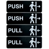 Push/Pull 9x3" Plastic Business Sign 4-Pack, Black and White - Walmart.com
