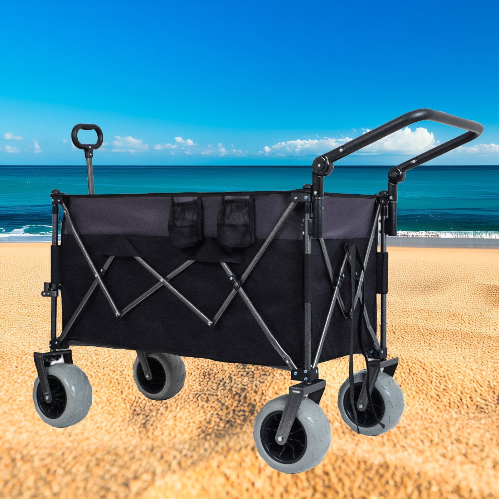 Push & Pull Beach Wagon for Sand: Balloon Big Wheel Beach Cart - 300L ...