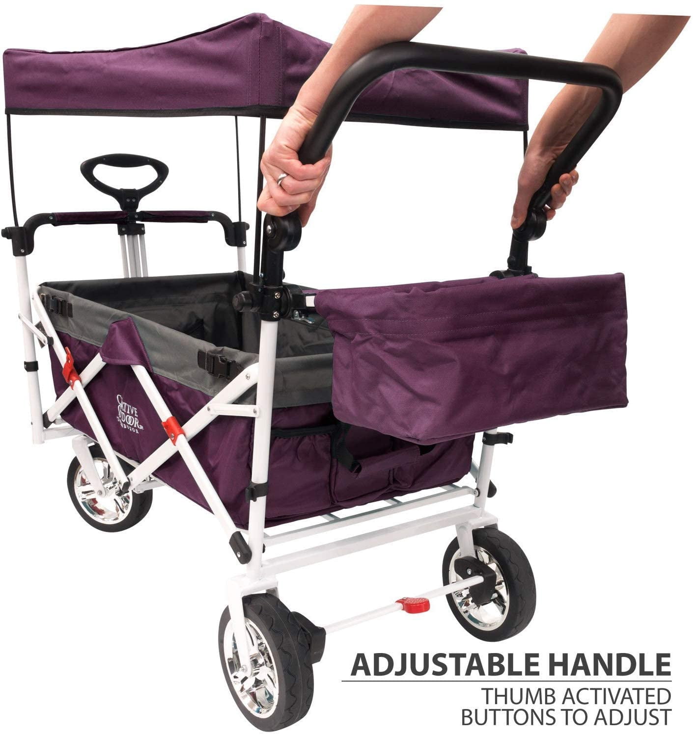 Push Pull Collapsible Folding Wagon Stroller Cart for Kids | Purple ...