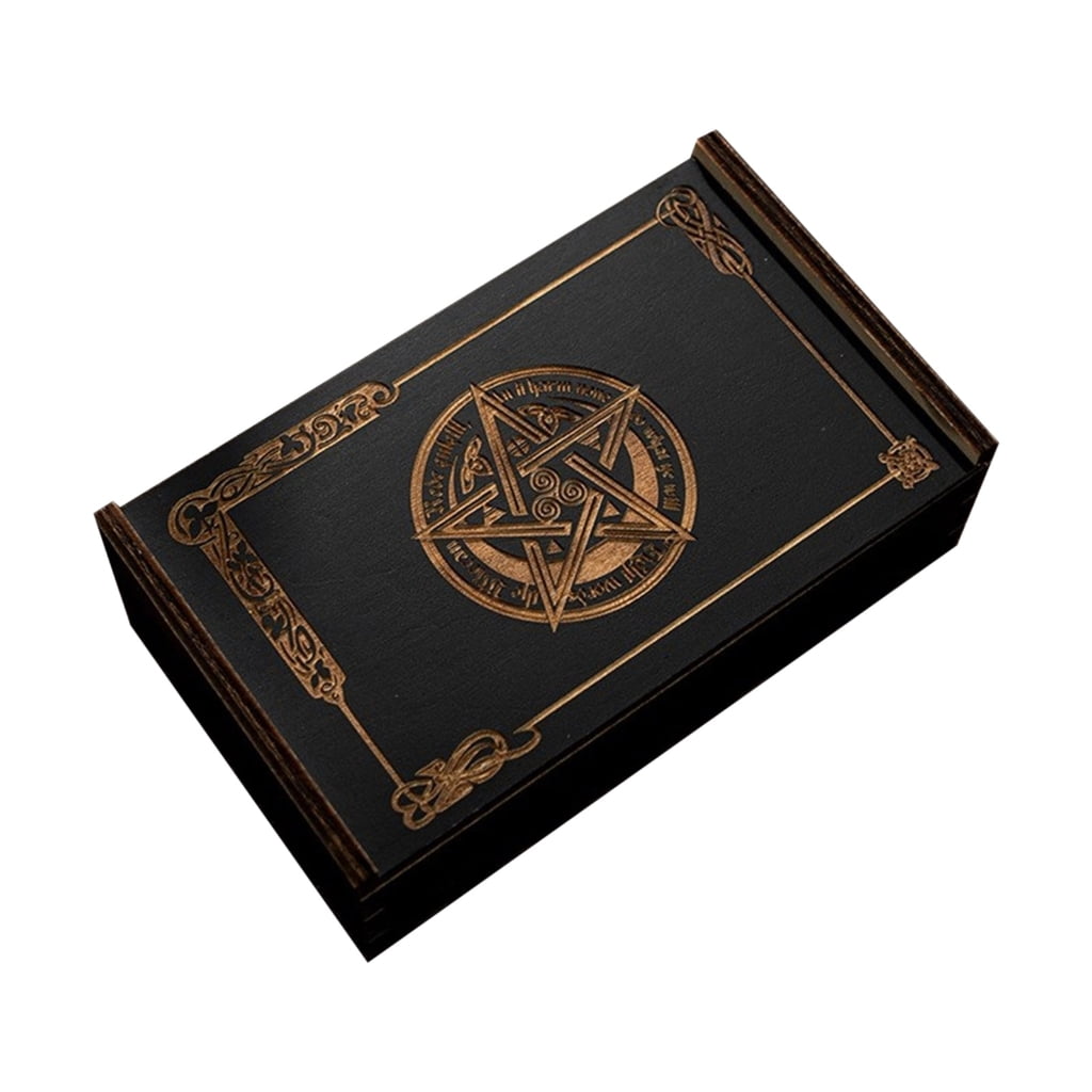 Push Pull Tarot Cards Storage Box Wood Tarot Card Storage Case Portable ...