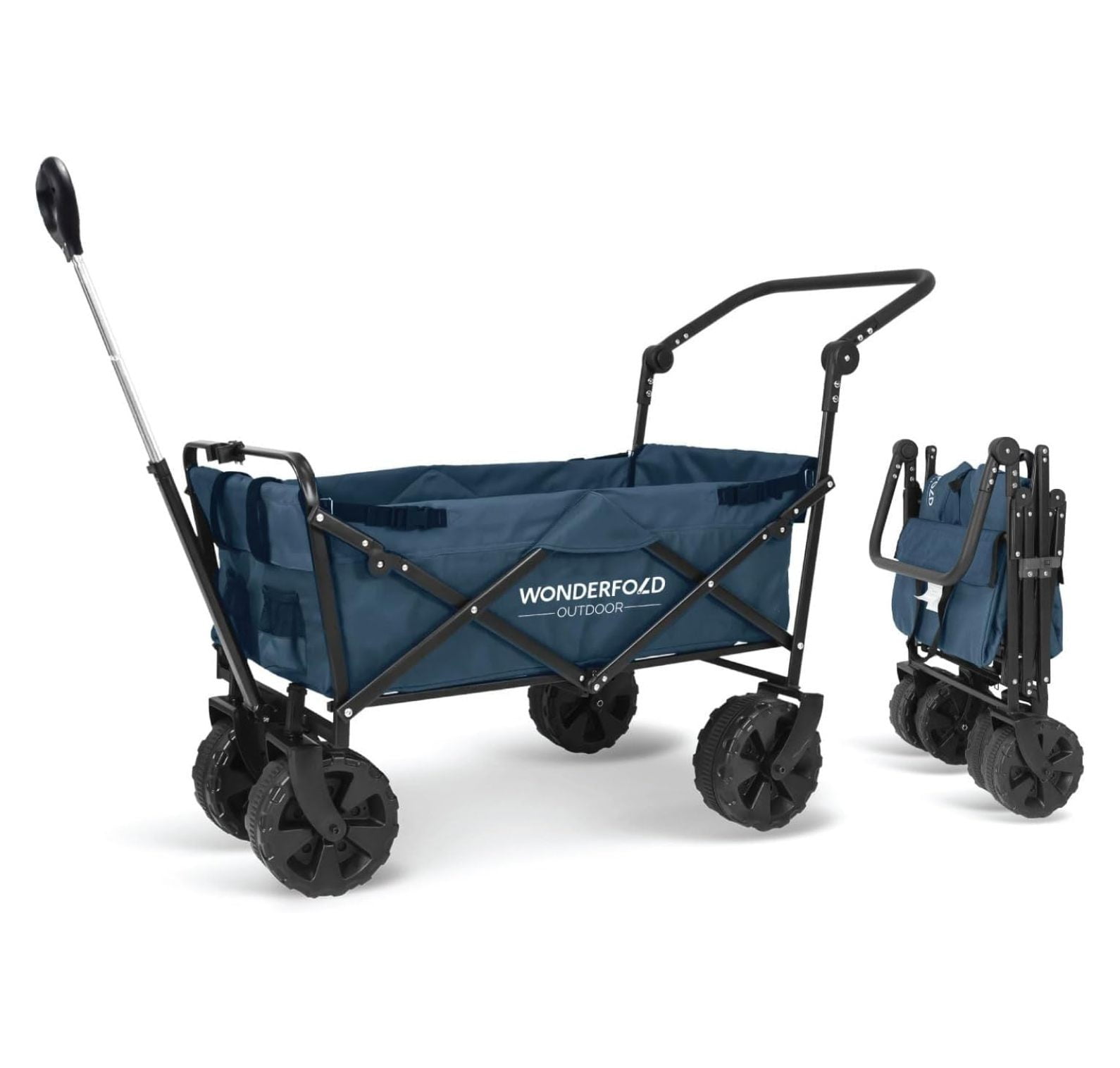 Push & Pull Utility Folding Wagon with Wide Beach Tires Featuring ...