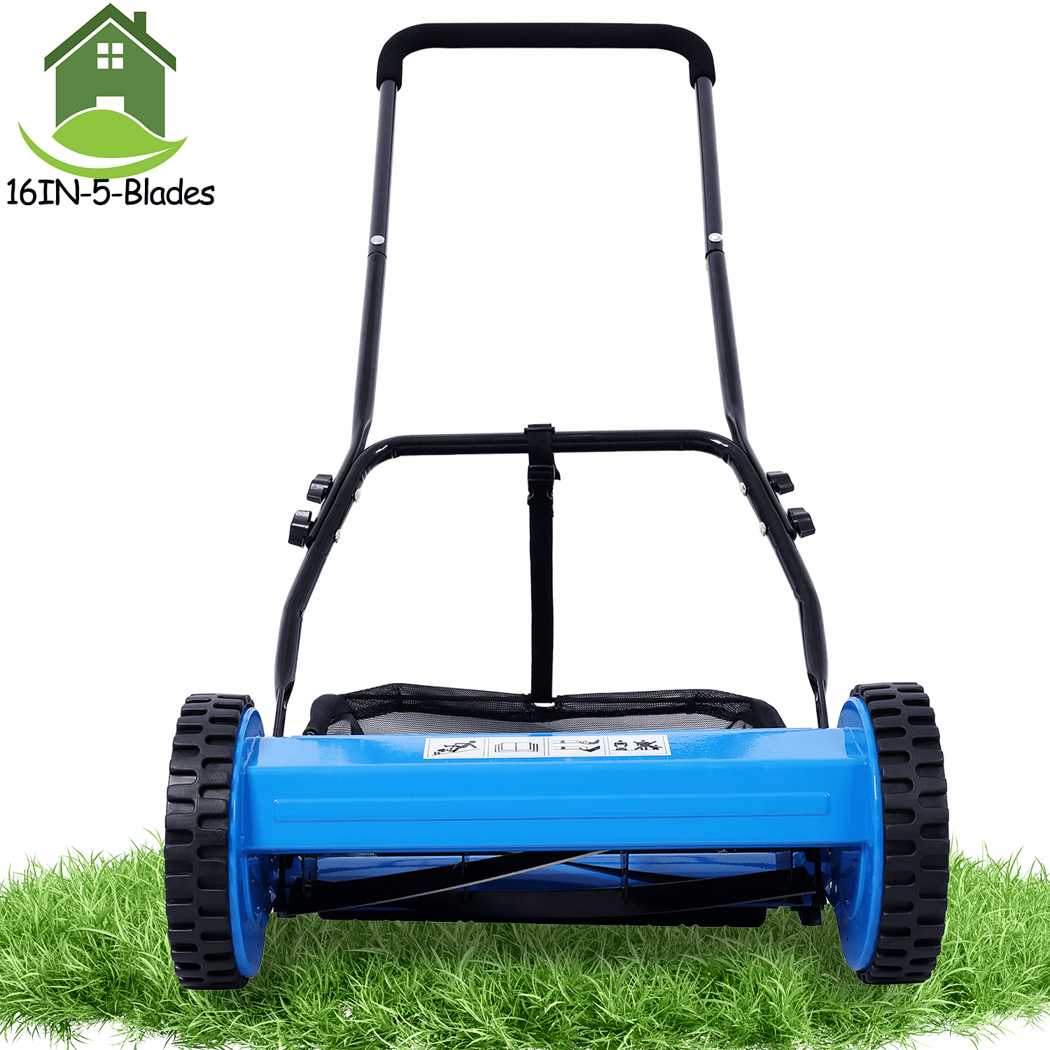 Push Reel Mower, Seizeen 16-Inch Walk-Behind Lawn Mower with Grass ...