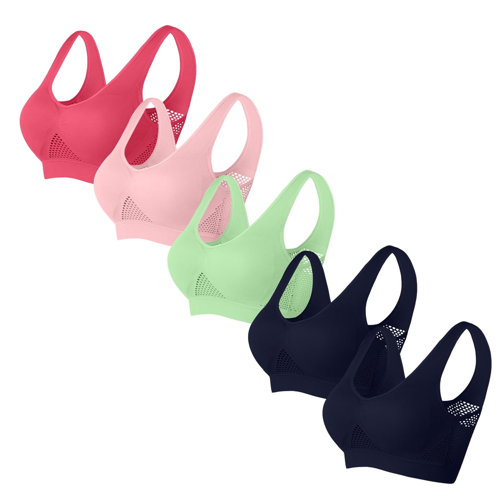 Push Up Sports Bra for Women Plus Size S-5X 5 Pack No Underwire ...