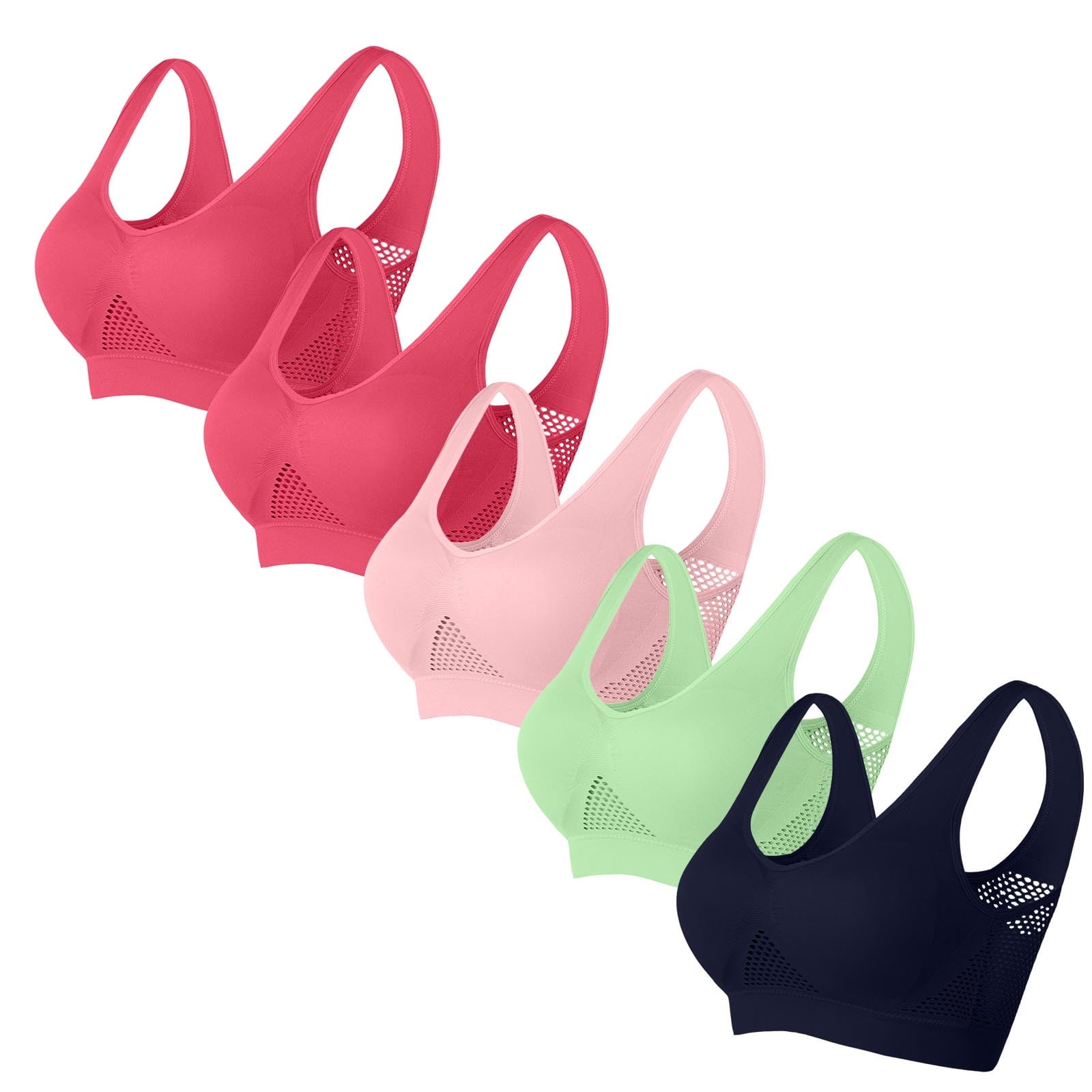 Push Up Sports Bra for Women Plus Size S-5X 5 Pack No Underwire ...