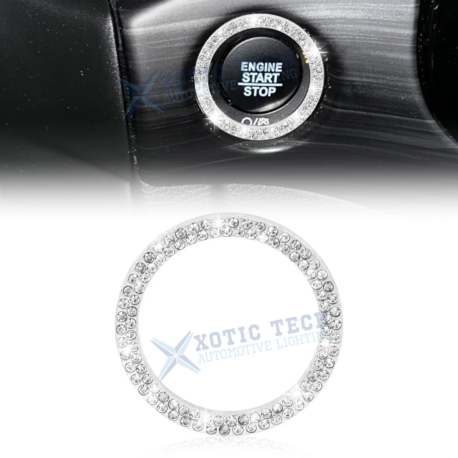 Push Start Button Bling Ignition Ring Sticker Sparkling Car Interior ...