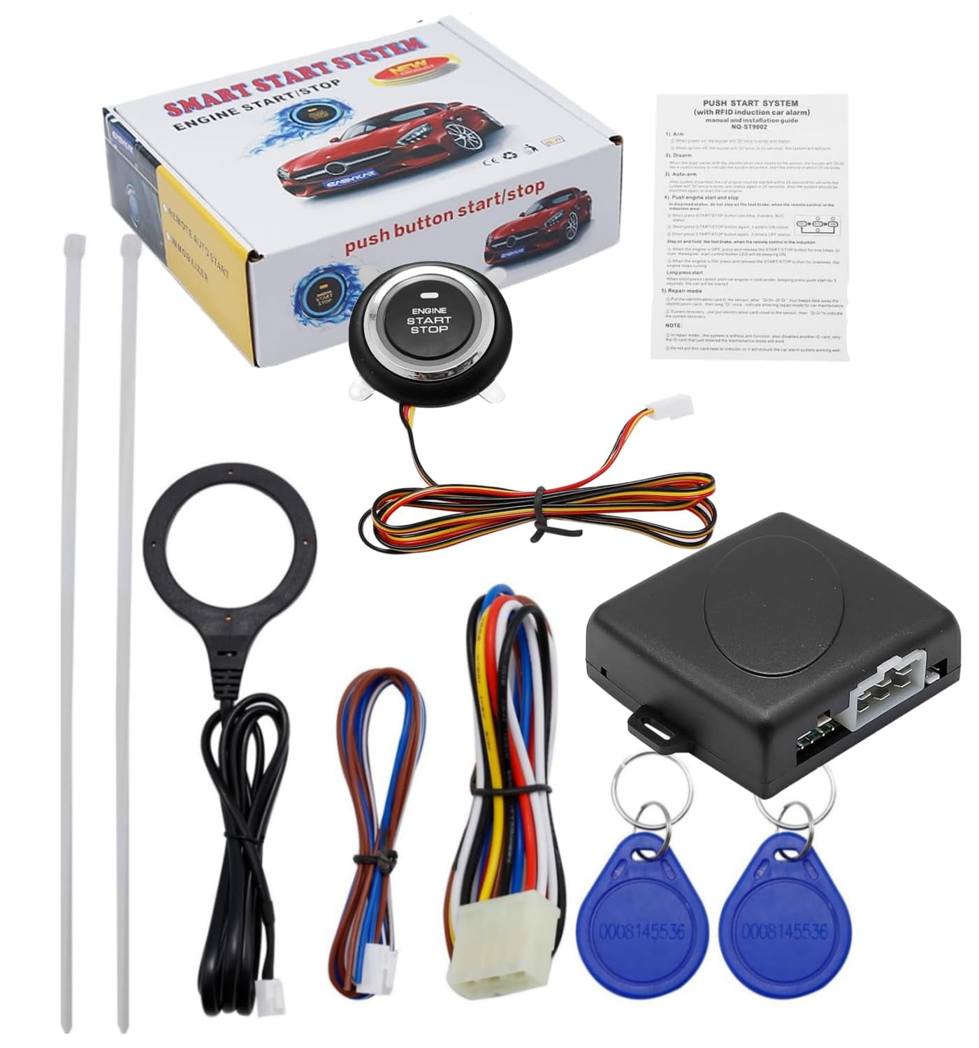 Push to Start Ignition Kit Smart RFID Push Button Engine Starter Kit ...