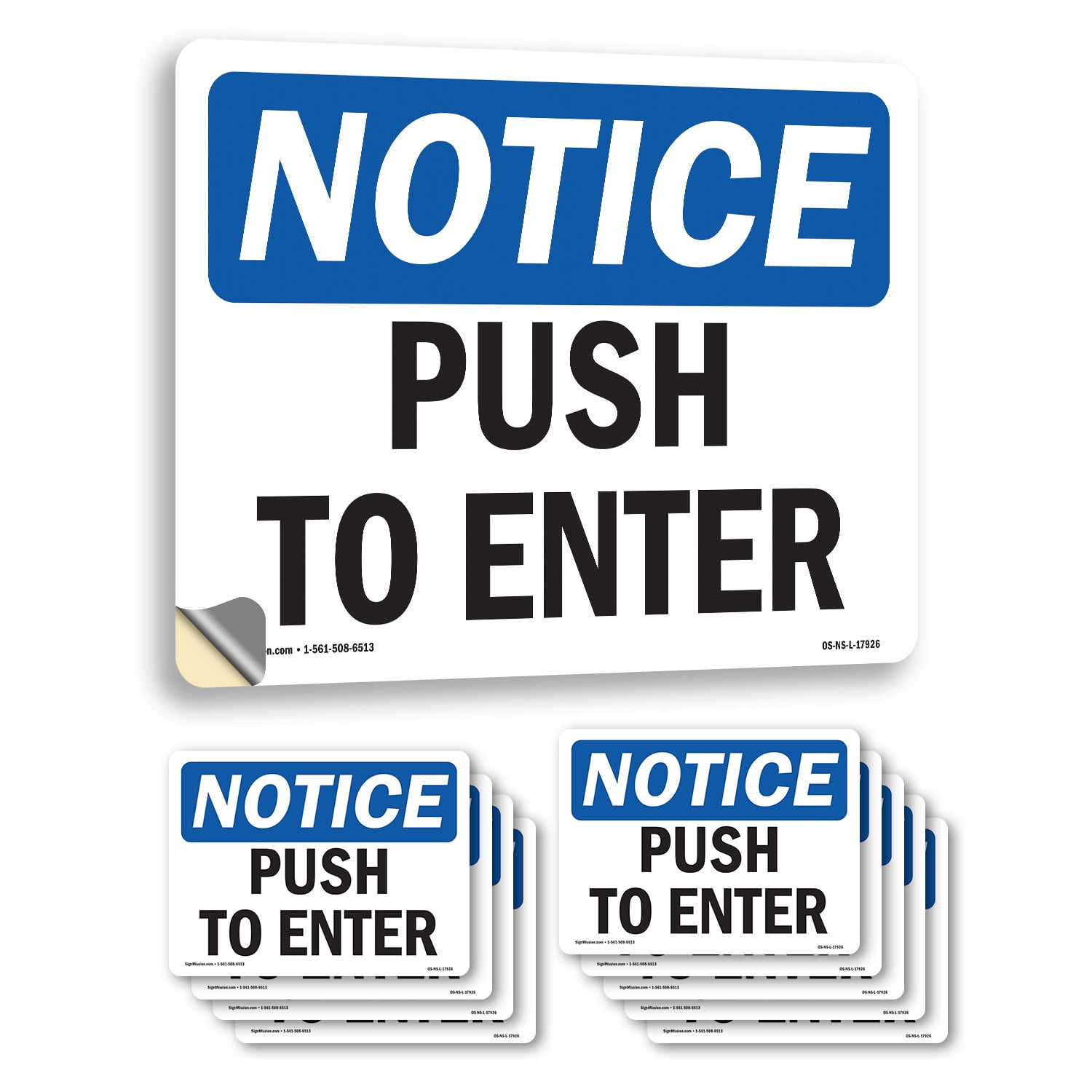 Push To Enter OSHA Notice Vinyl Decal Label 24 Inch x 18 Inch - 10 Pack ...