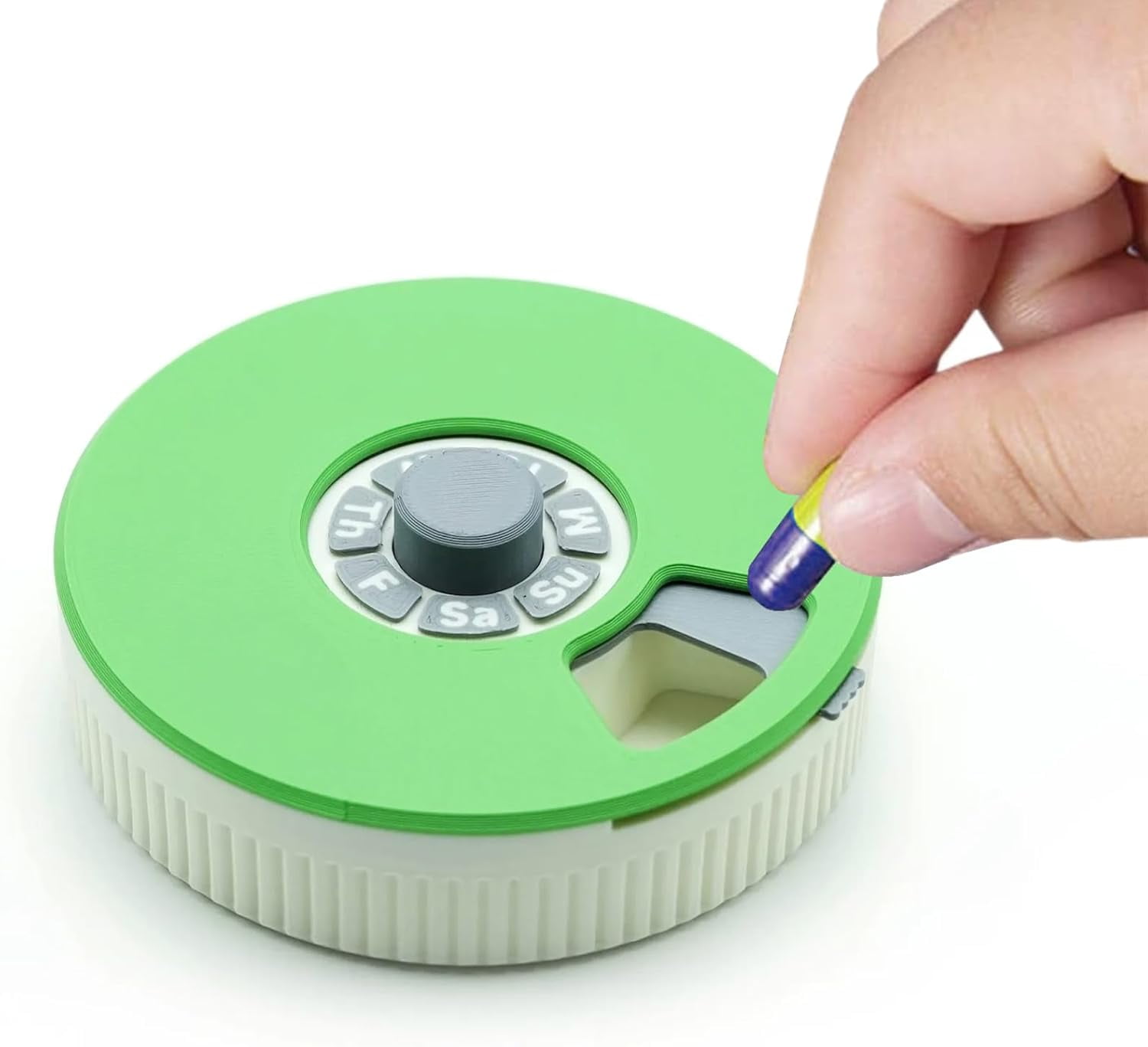 Push Turn Mechanism Pill Organizer, Weekly Pill Organizer 7 Compartment ...