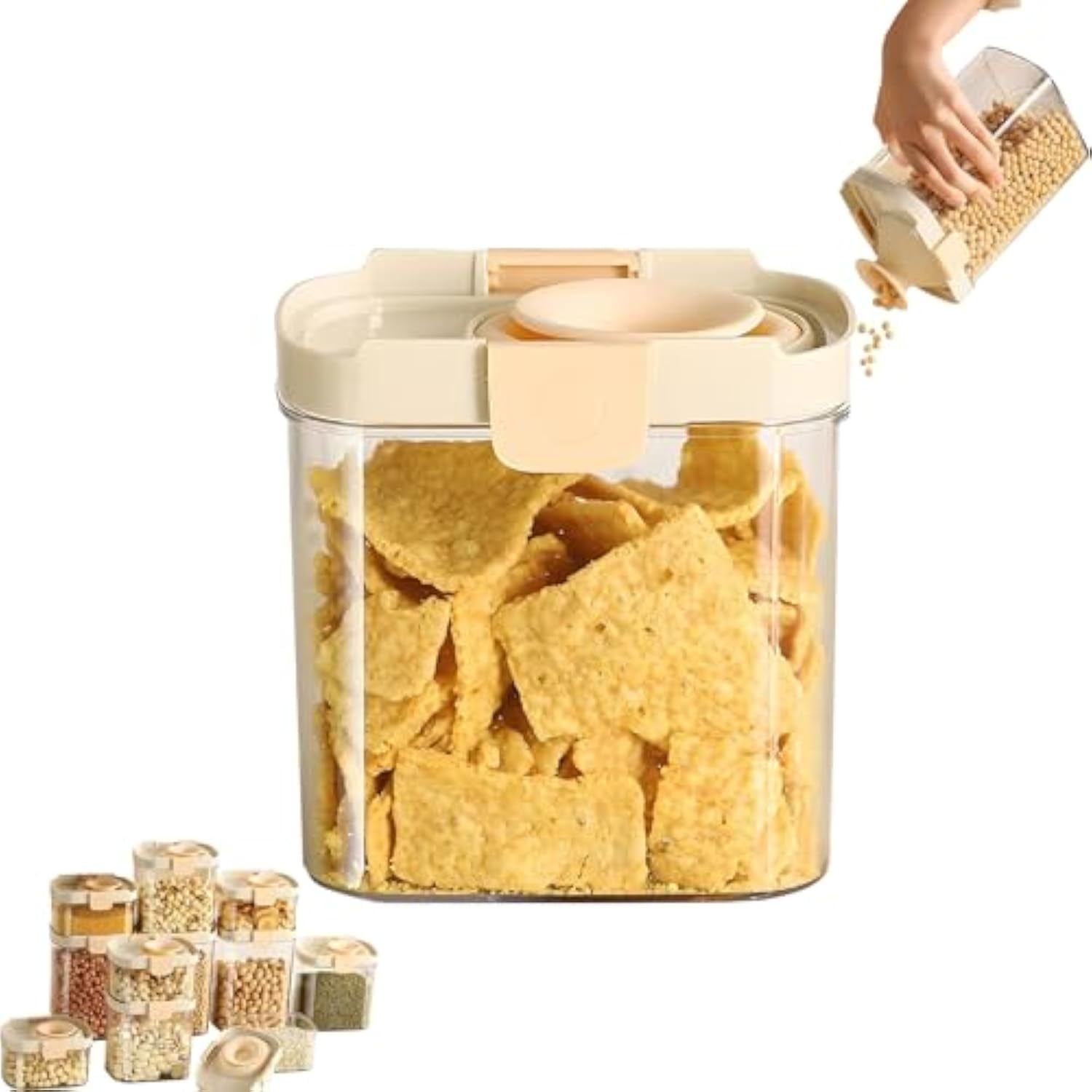 Push-Type Sealed Box Storage Jar, Airtight Food Storage Containers with ...