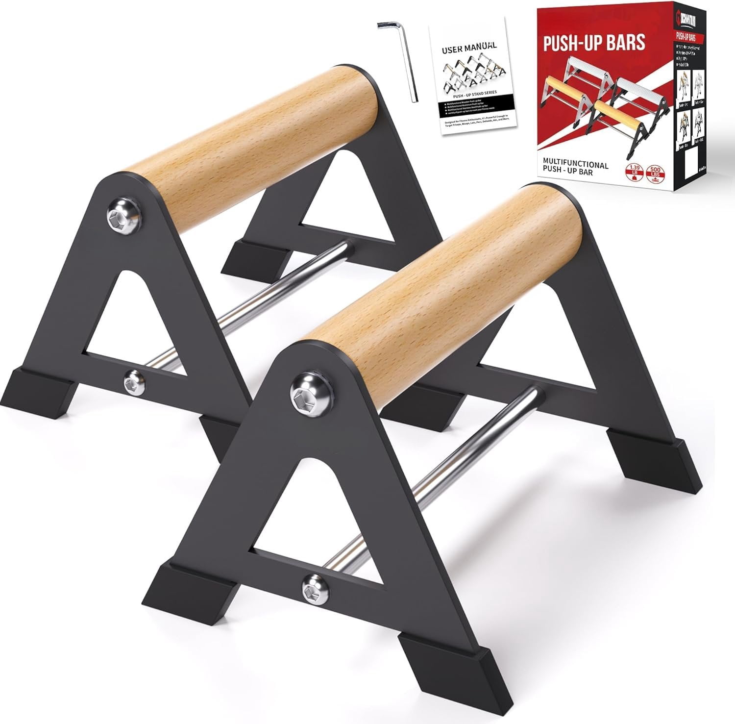 Push Up Bar - Heavy-Duty Stainless Steel Pushup Stands with Non-Slip ...
