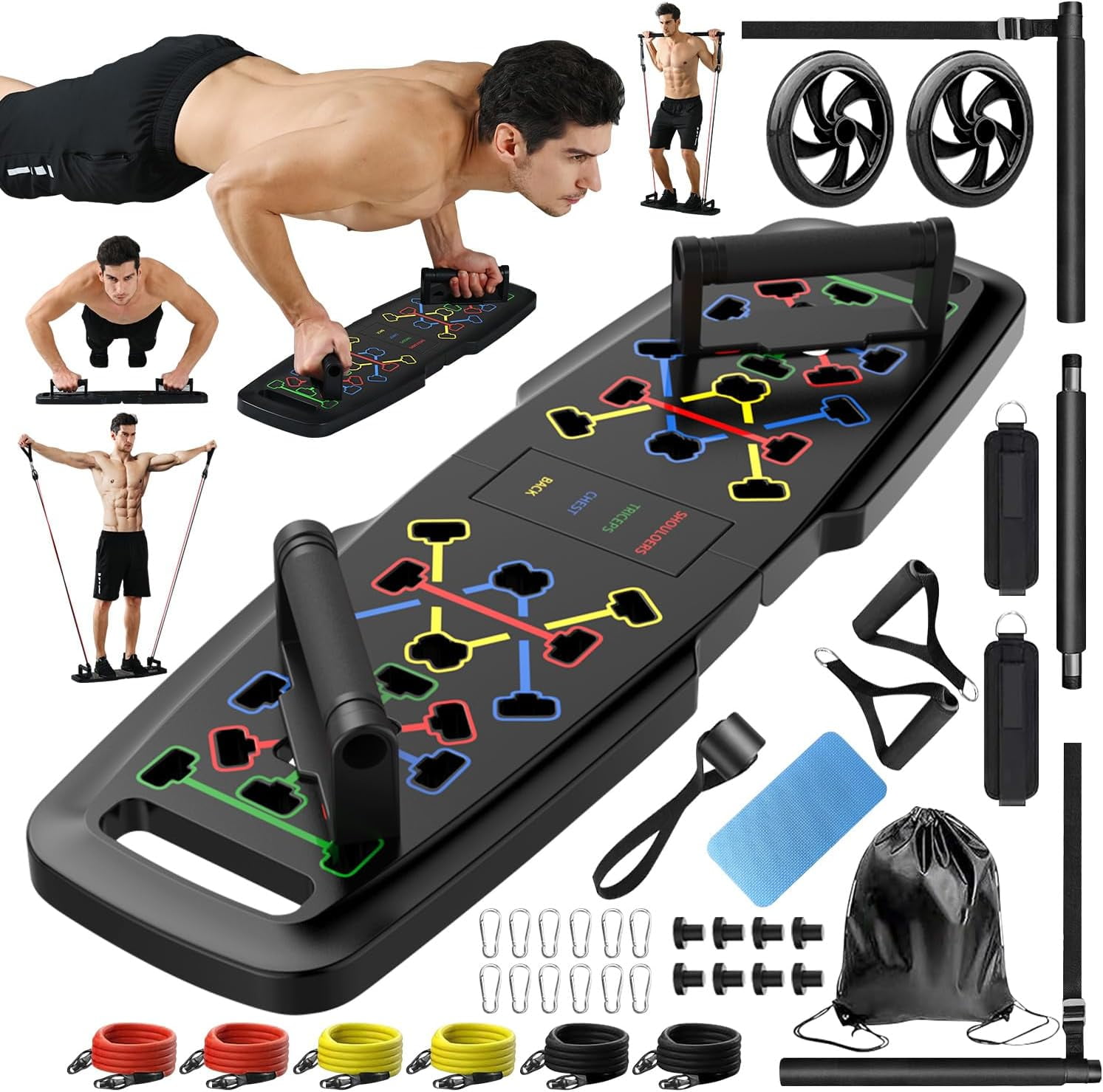 Push Up Board,Home Gym,Portable Exercise Equipment,Pilates Bar and 20 ...