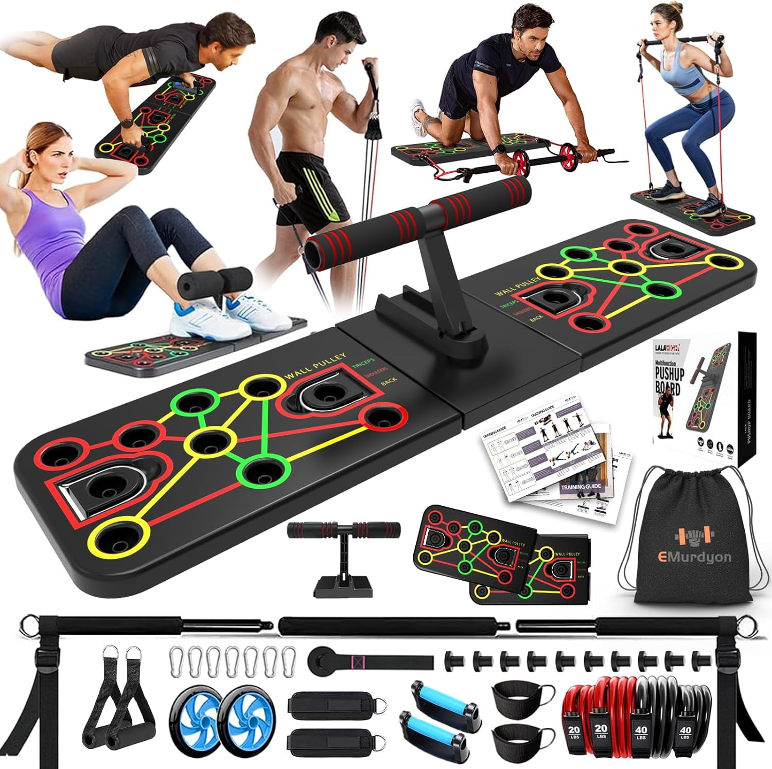 Push Up Board with Sit up Stand. Push Up Board with Resistance Bands ...
