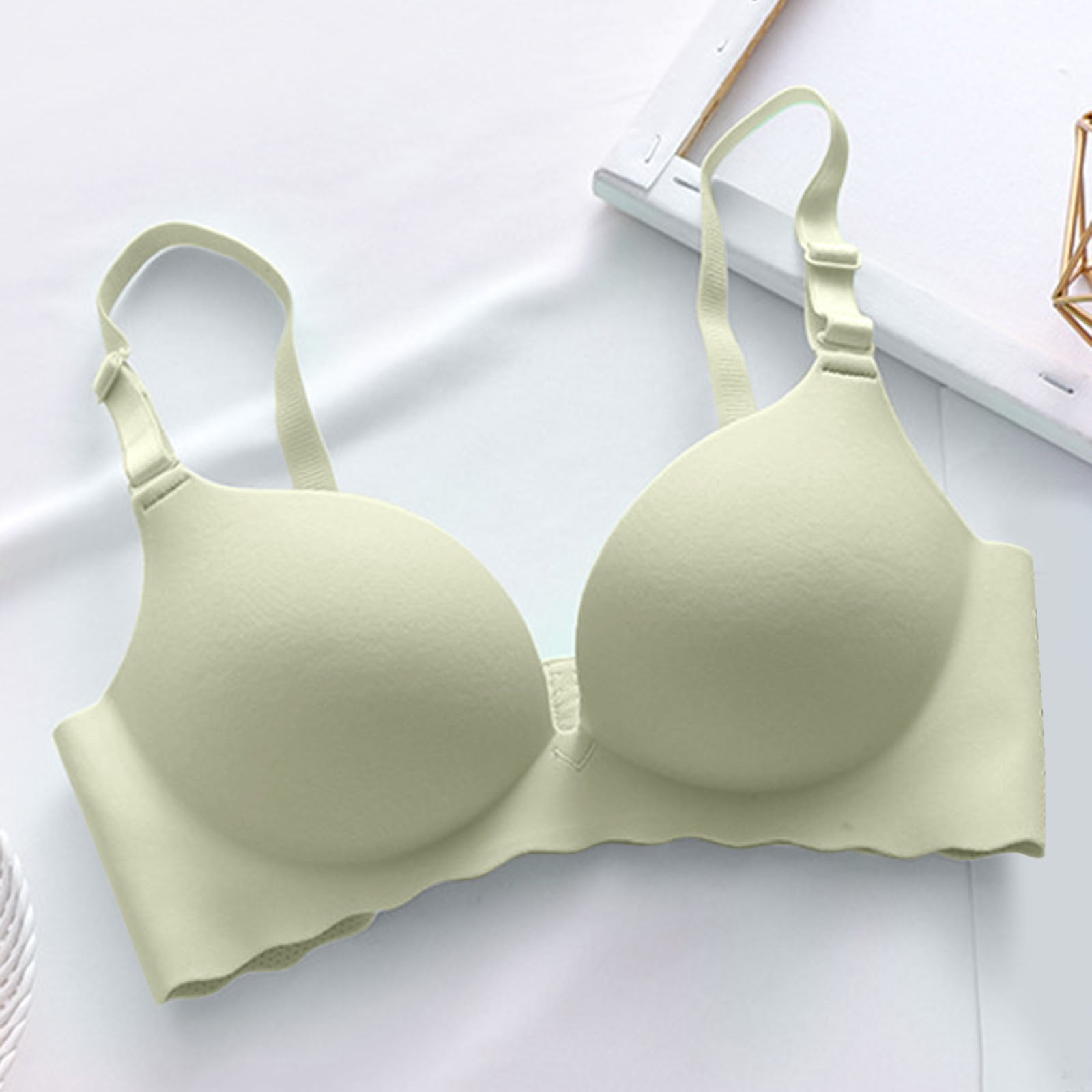 Push Up Bra, Green Macaron Traceless Girl Bra Set Smooth No Underwire ...